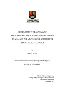 UBIRA ETheses - Development of automatic micromanipulation measurement system to analyse the ...